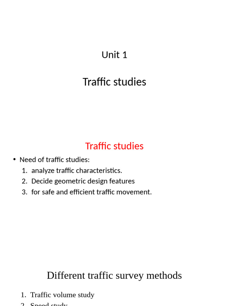 unit 1 lecture 2 Traffic studies | PDF unit 1 lecture 2 Traffic studies | PDF