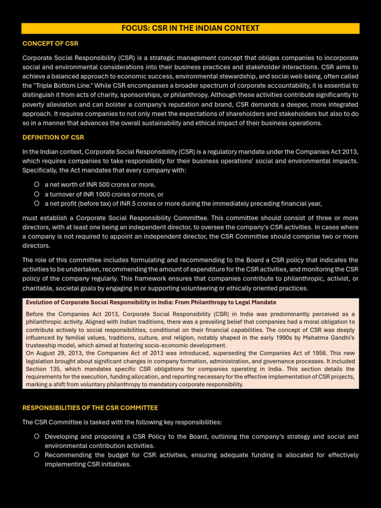 Focus - CSR in India | PDF