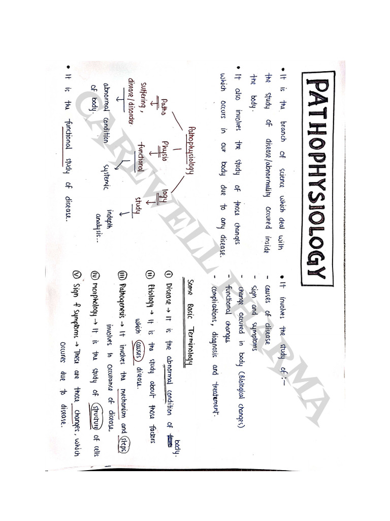 Unit 1, Pathophysiology, B Pharmacy 2nd Sem, Carewell Pharma | PDF