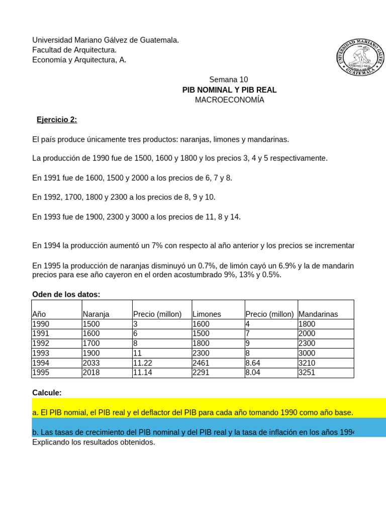 Calculo Pib | PDF | Producto Interno Bruto | Inflación
