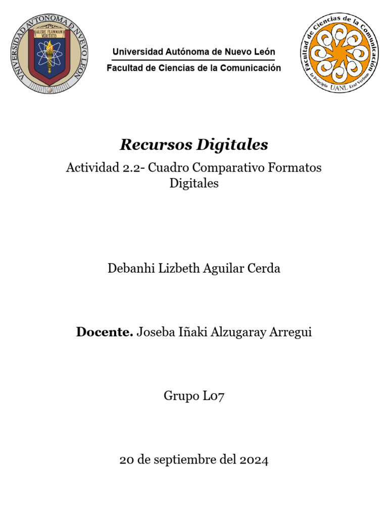 Actividad 2.2 - Resumen Formatos Digitales y Propiedades | PDF