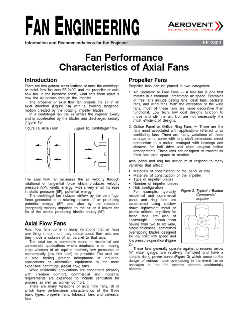 Fan Performance Characteristics of Axial Fans FE 2300 | PDF