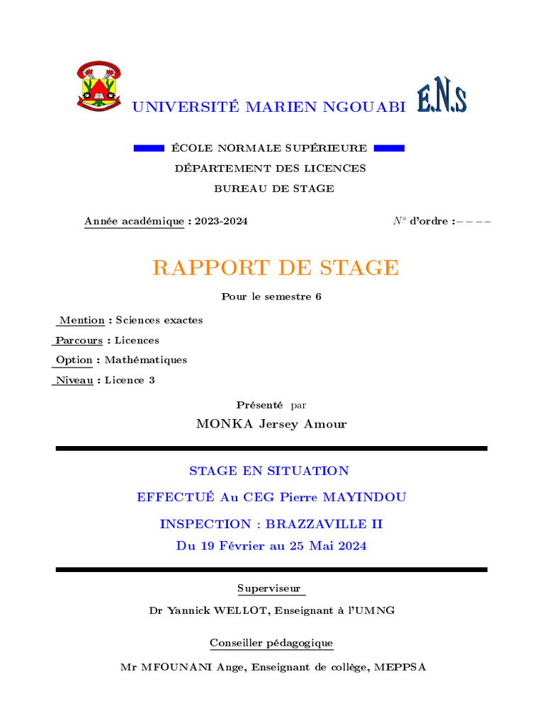 RAPPORT de STAGE ENS 2024 | PDF