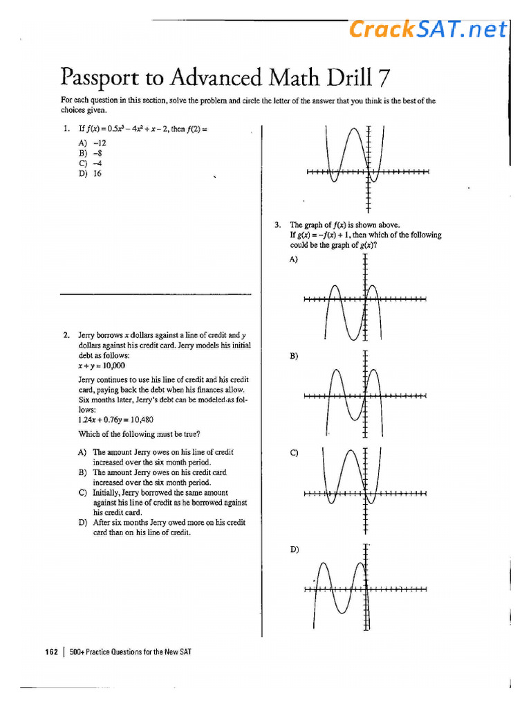 SAT Passport To Advanced Math Practice Test 7 | PDF