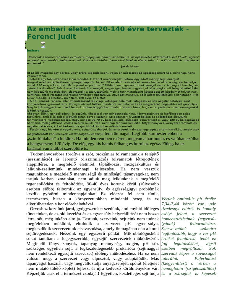 Az Emberi Életet 120 | PDF