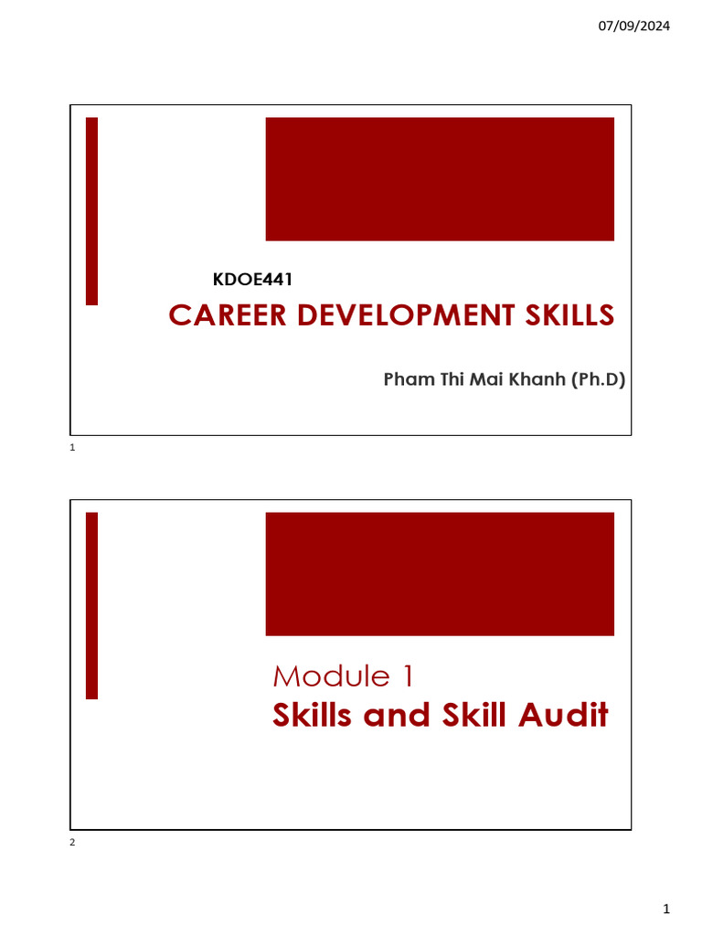 2024 - Fall - Module 1 Employability Skills and Skills Audit - Handout | PDF