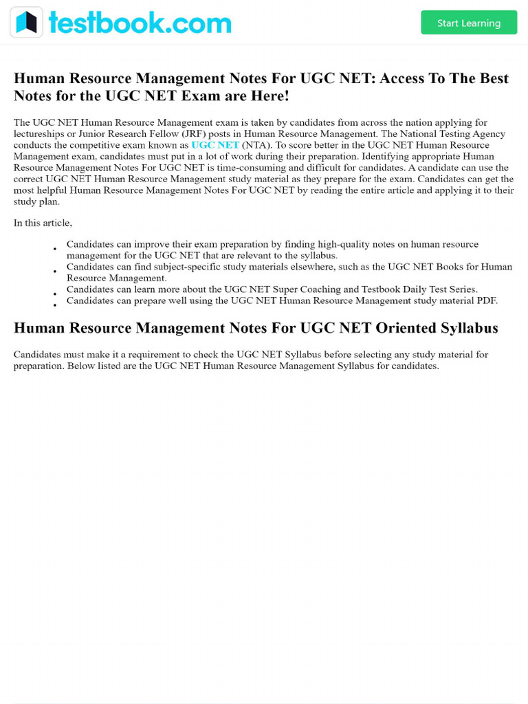 Human Resource Management Notes For Ugc Net Access To The Best Notes