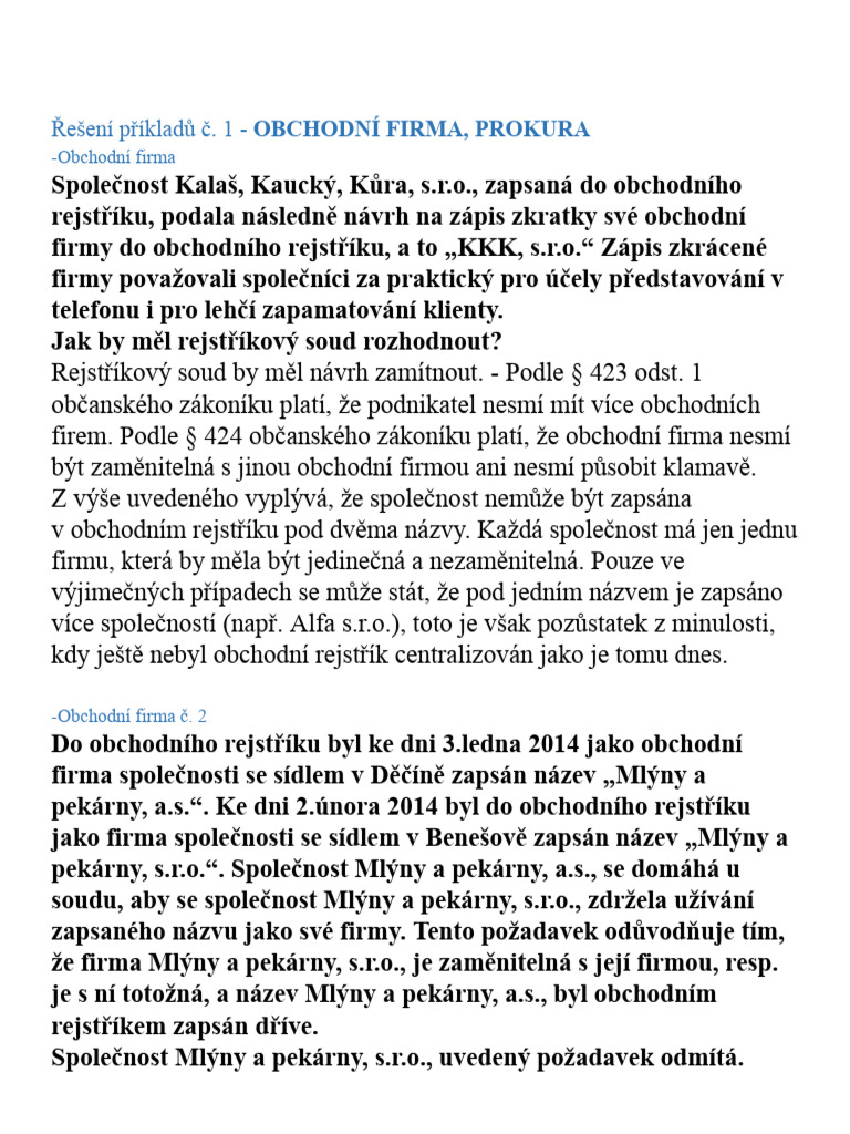 Vypracovane Priklady K Zapoctu | PDF