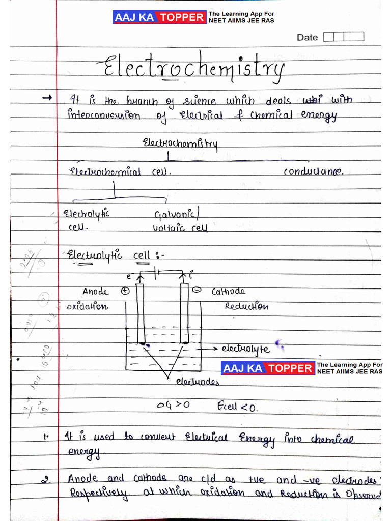 Electrochemistry Notes English | PDF