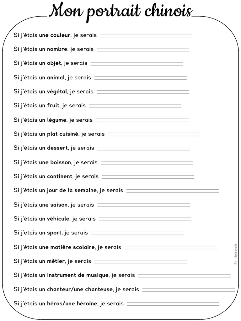Mon Portrait Chinois 2eme Jet Niveau 1 LB | PDF