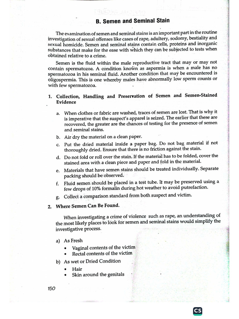 Semen and Seminal Stain | PDF