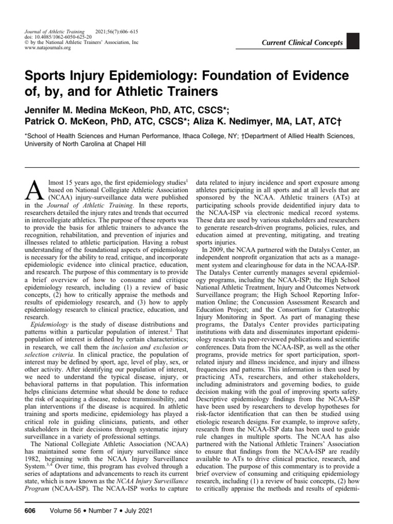Sports Injury Epidemiology: Foundation of Evidence Of, By, and For ...