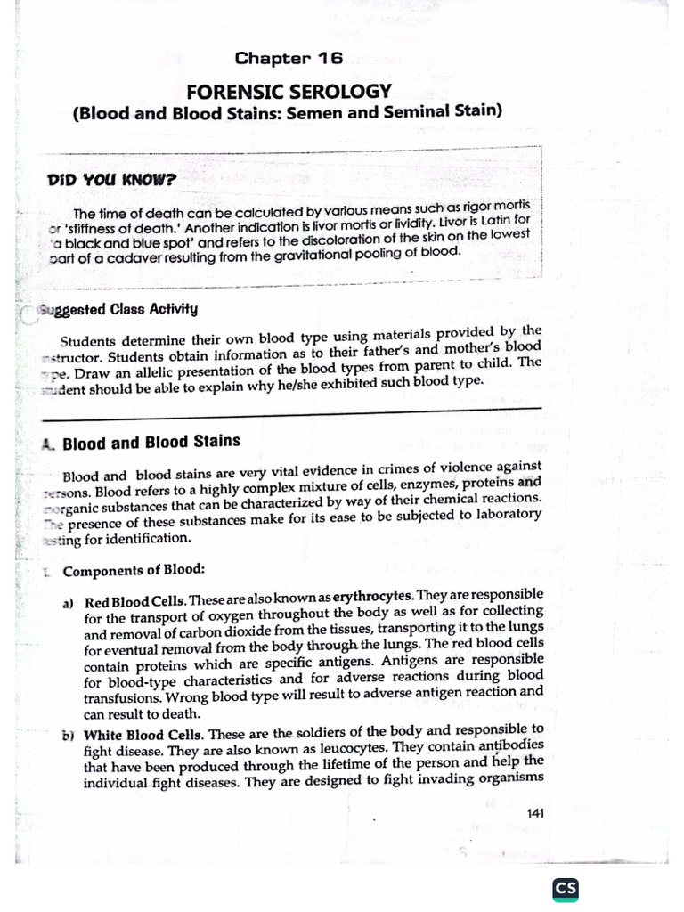 Blood and Blood Stains | PDF