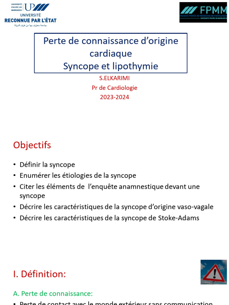 Syncope Lipothymie 2023 | PDF