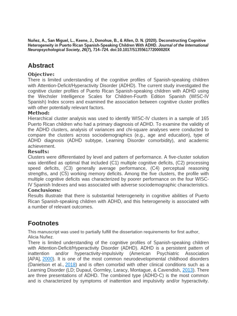 Nuñez Et Al 2020 Deconstructing Cognitive Heterogeneity in Puerto Rican Spanish-Speaking ...