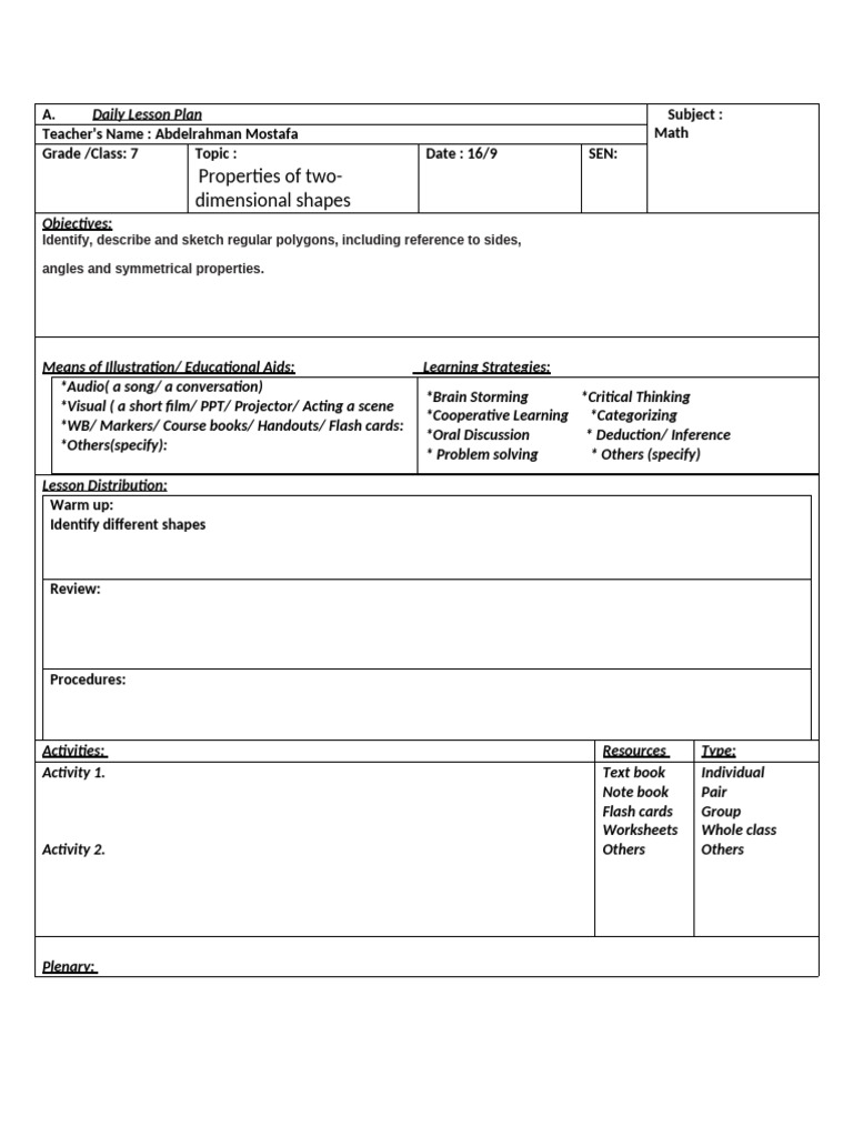 Lesson Plan-16-9 | PDF