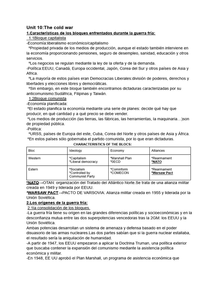 Unit 10 - The Cold War | PDF