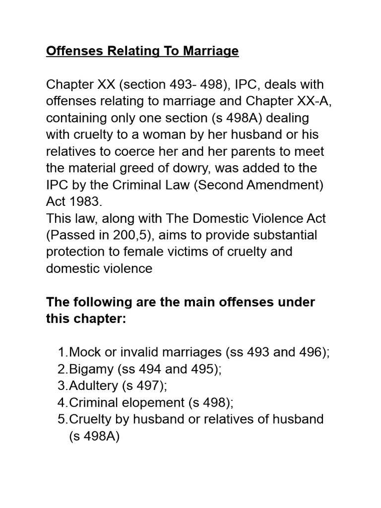 Marriage Offenses Under IPC Explained | PDF | Marriage | Marriage ...