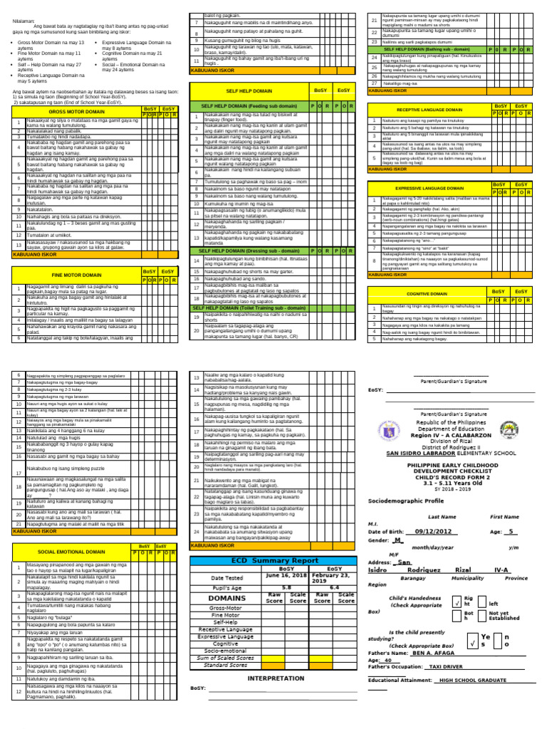 Eccd Checklist Tagalog | PDF
