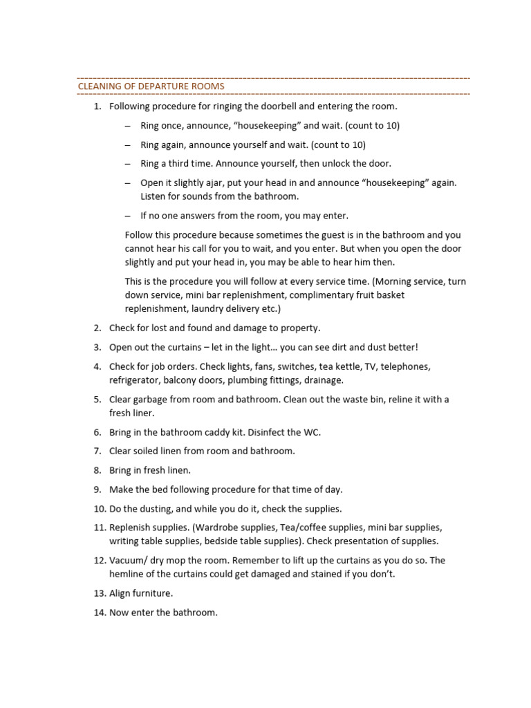 Sequence of Cleaning_HK | PDF