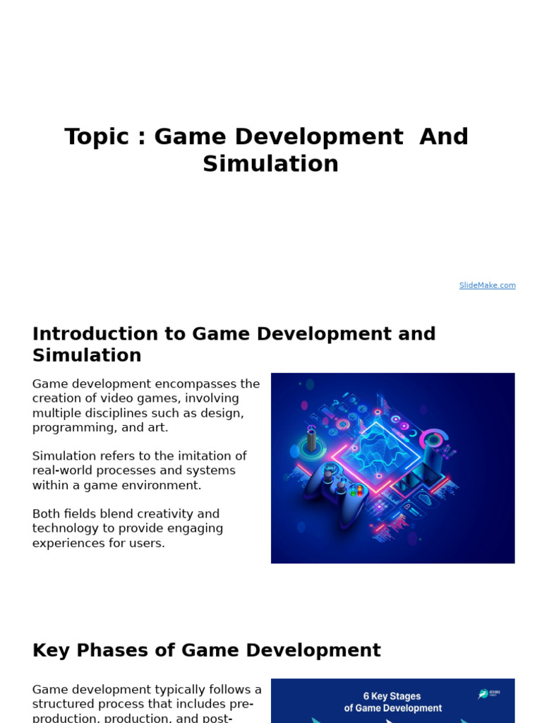 Topic - Game Development and Simulation | PDF