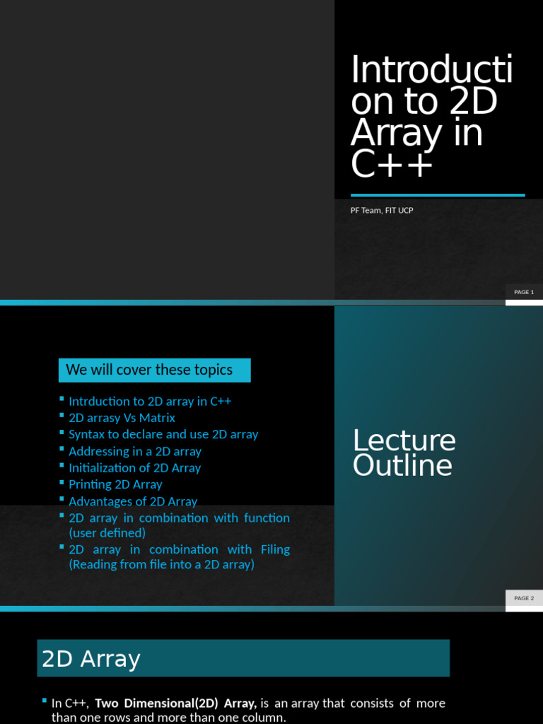 2D Arrays 01 - Introduction To 2D Array | PDF