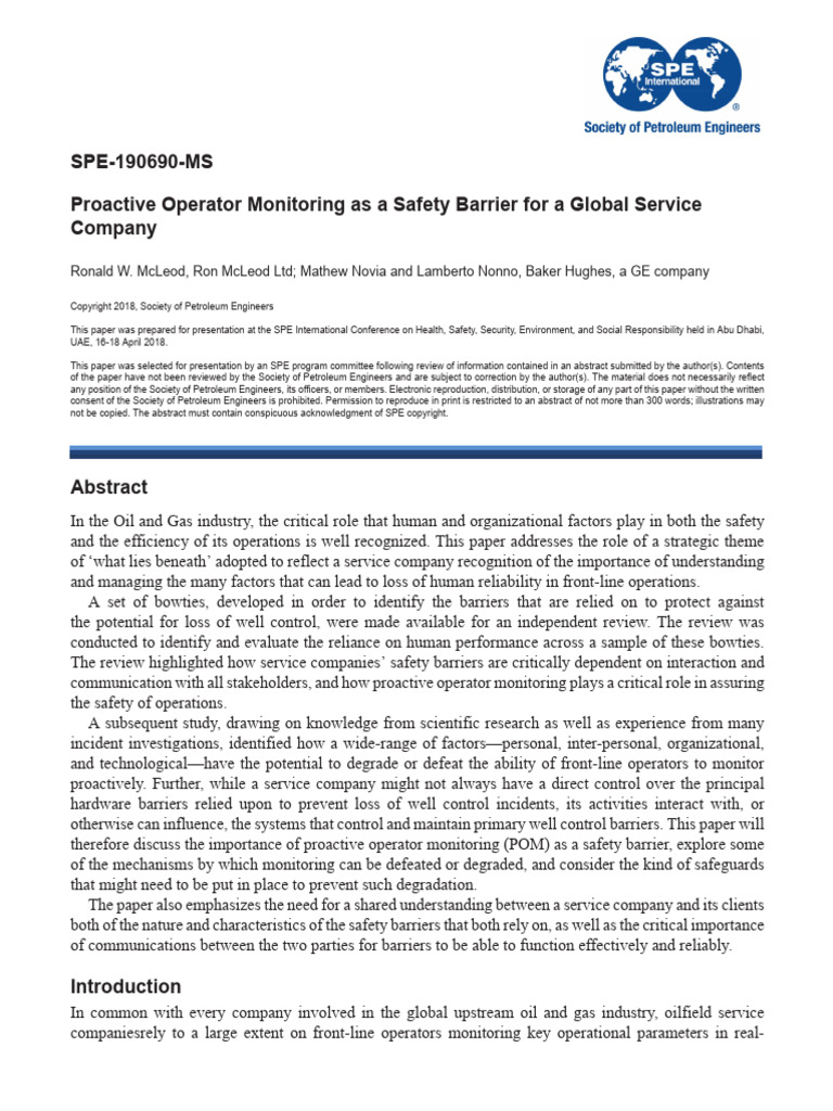 Monitoring of Safety Barriers | PDF | Reliability Engineering | Risk