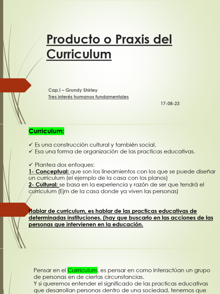 Producto o Praxis Del Curriculum | PDF