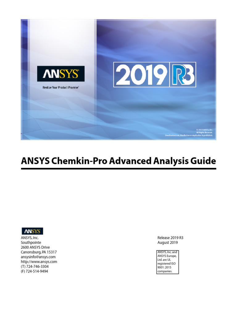 ANSYS Chemkin-Pro Advanced Analysis Guide | PDF