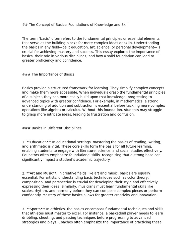 The Concept of Basics Foundations of Knowledge and Skill | PDF ...