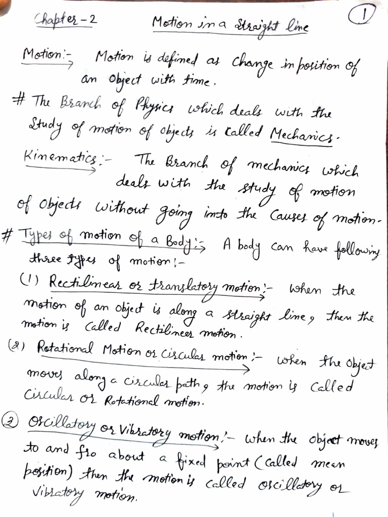 ch-2 Motion in Straight Line | PDF