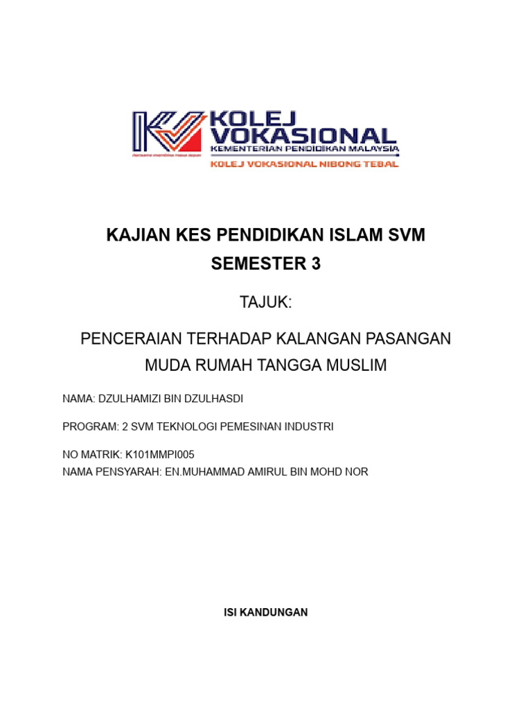 Kajian Kes Pendidikan Islam SVM Semester 3 | PDF