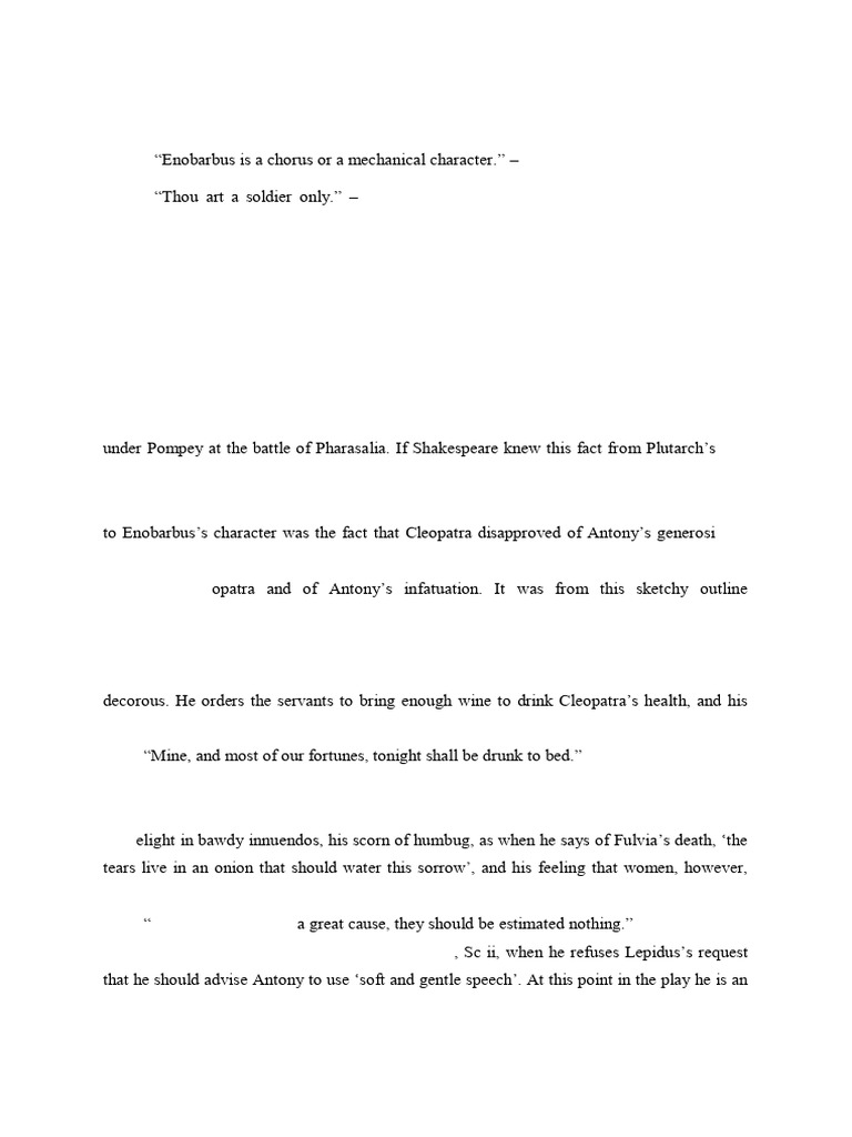Antony and Cleopatra - Enobarbus | PDF