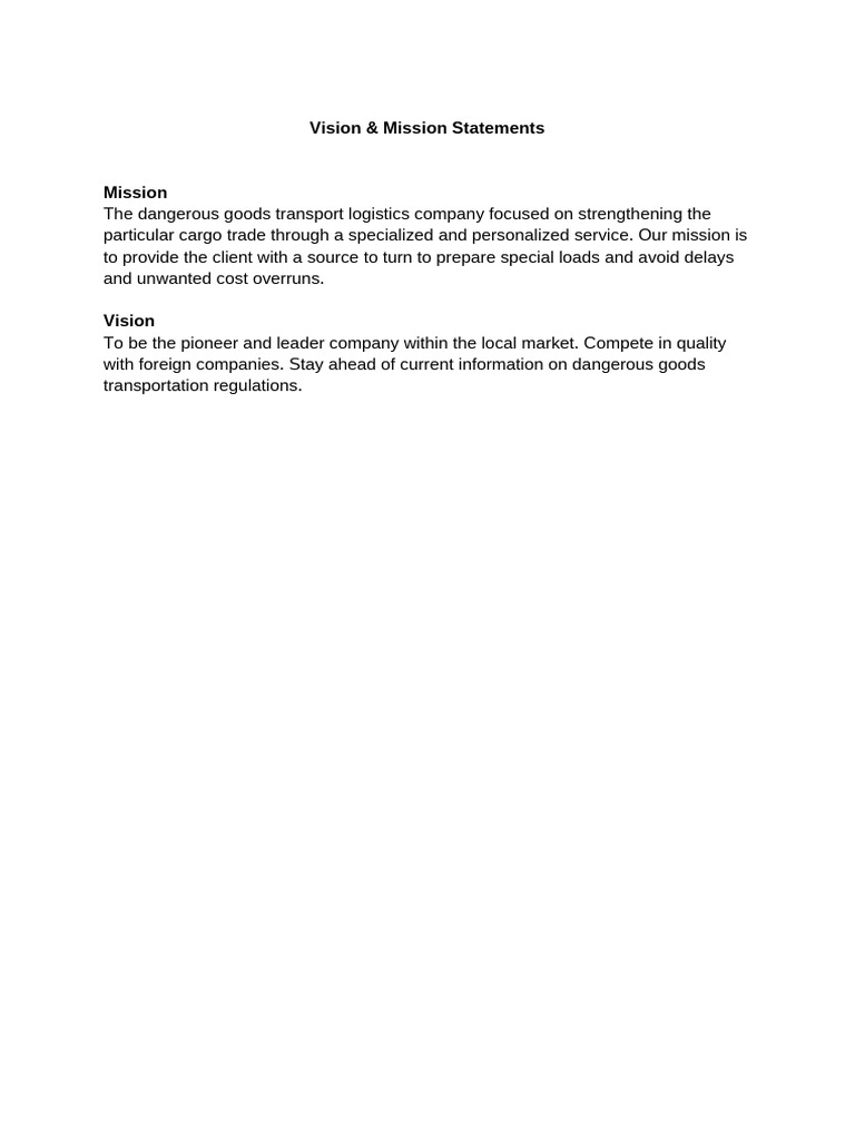 Vision & Mission Statements | PDF