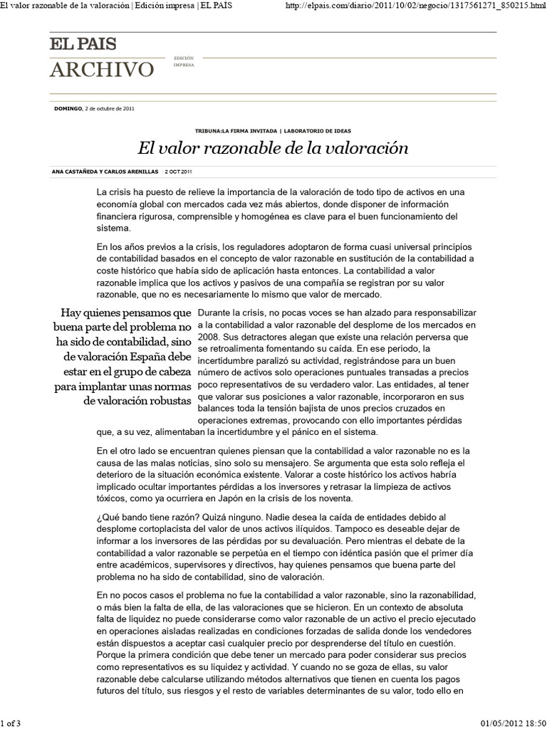 El Pais-Valor Razonable | PDF