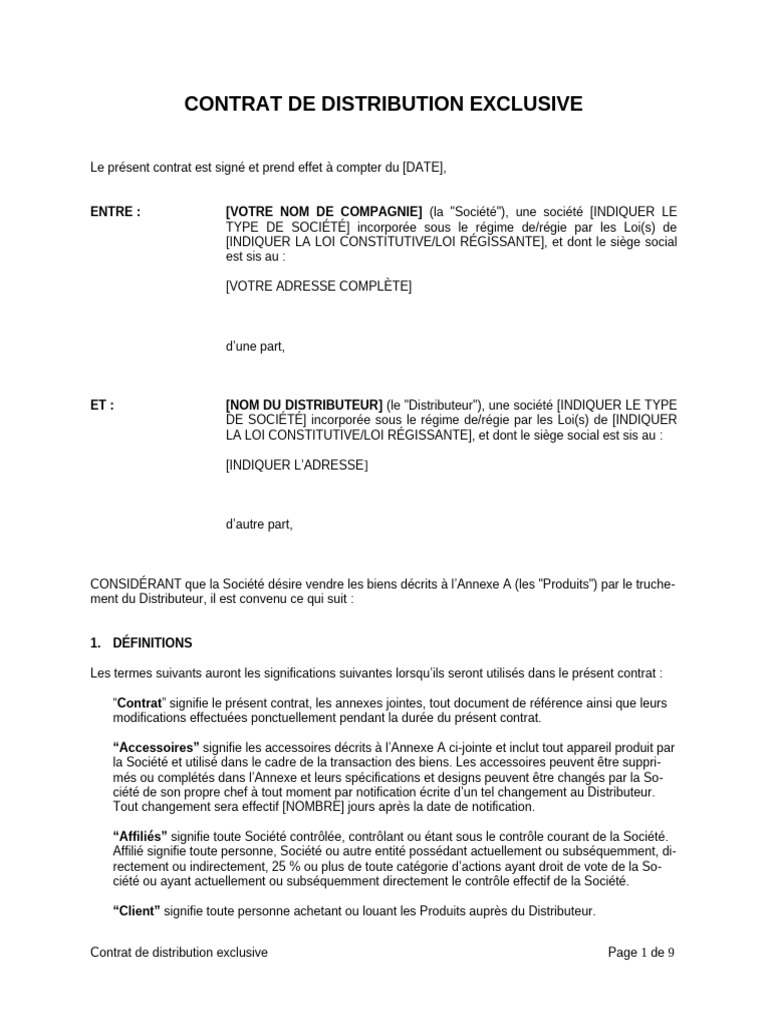 Contrat de Distribution Exclusive | PDF