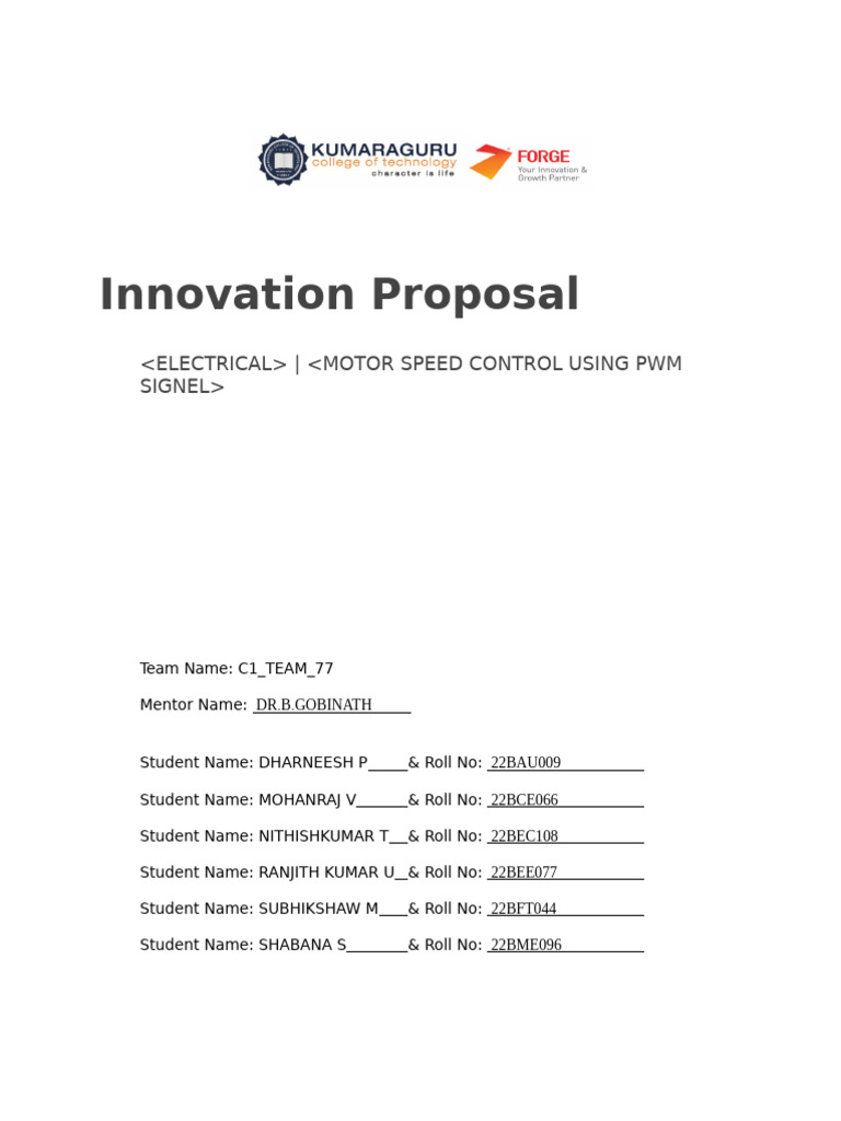 Innovation Brief Team77 Report | PDF