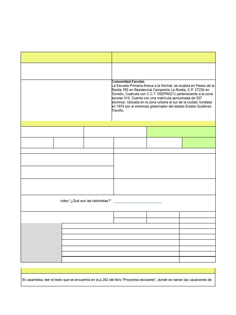 Planeación Mi familia, mi escuela, mi comunidad y yo | PDF
