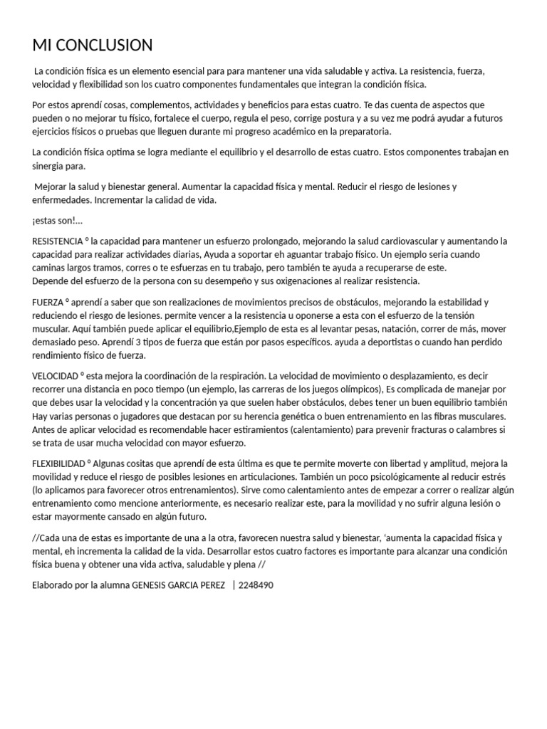Mi Conclusion | PDF | Wellness | Lifestyle
