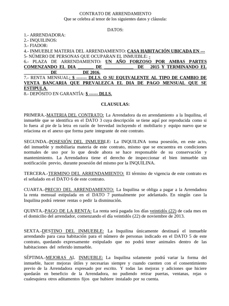 Contrato de Renta | PDF
