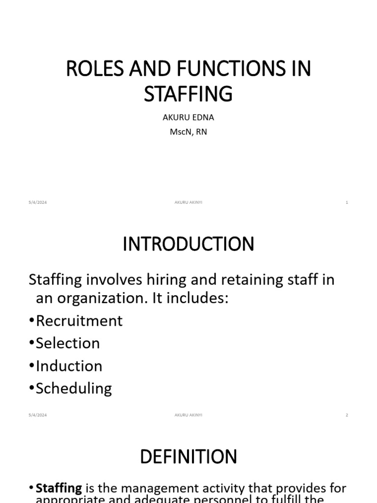 ROLES AND FUNCTIONS IN STAFFING | PDF