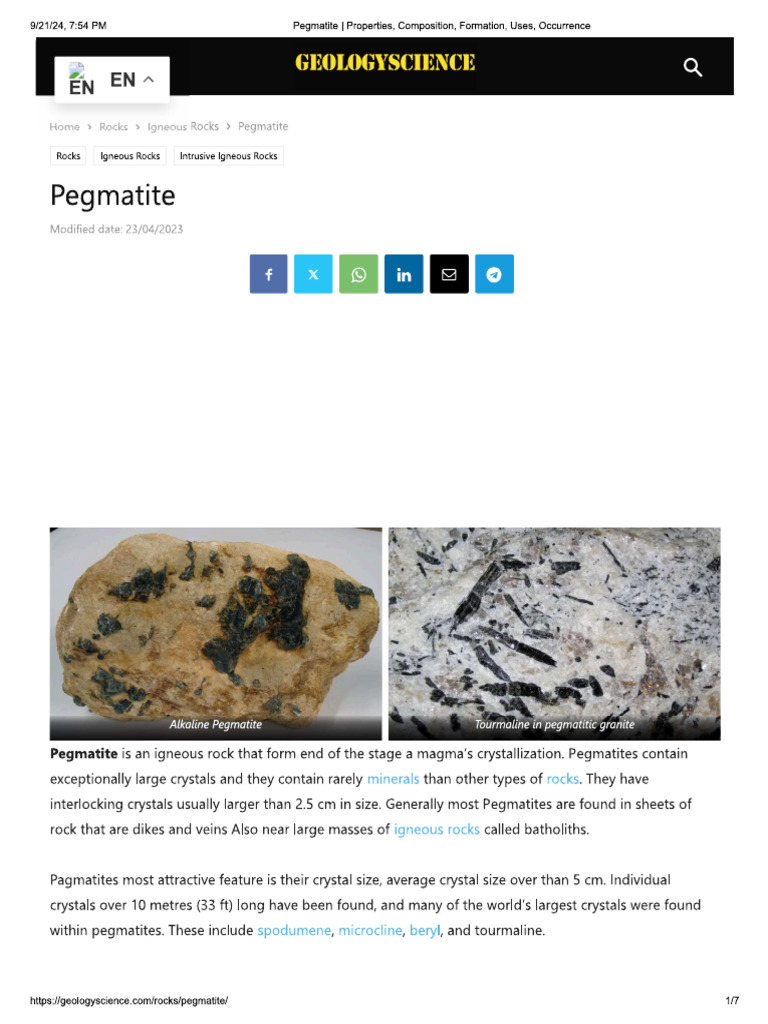 Pegmatite Rock | PDF