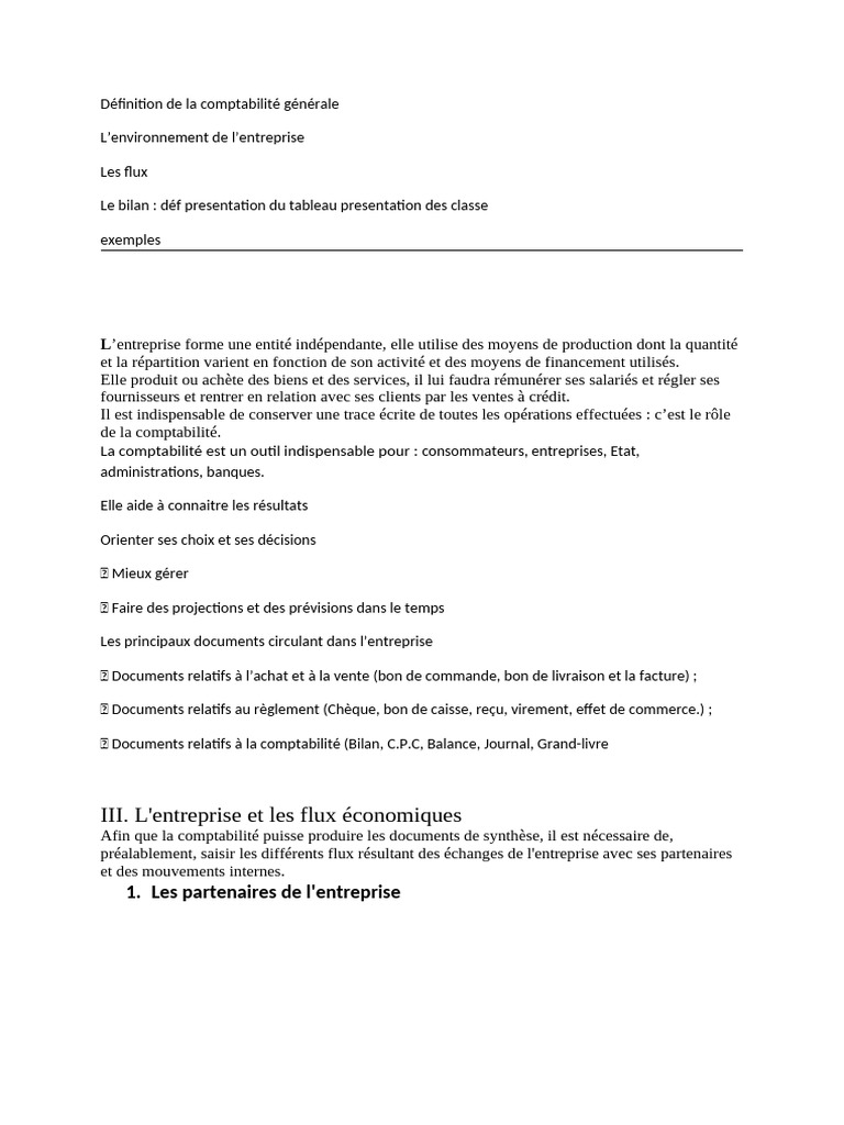 Définition de La Comptabilité Générale | PDF