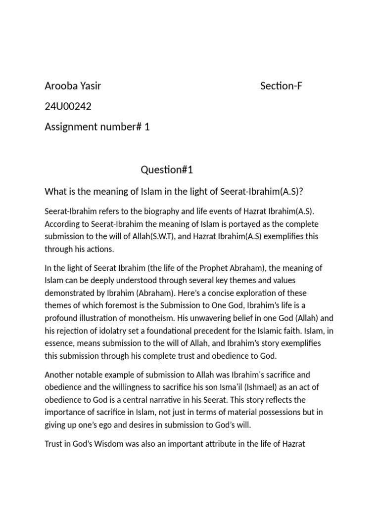 Islamiat Assignment Number 1 | PDF | Prophets And Messengers In Islam | Religious Belief And ...