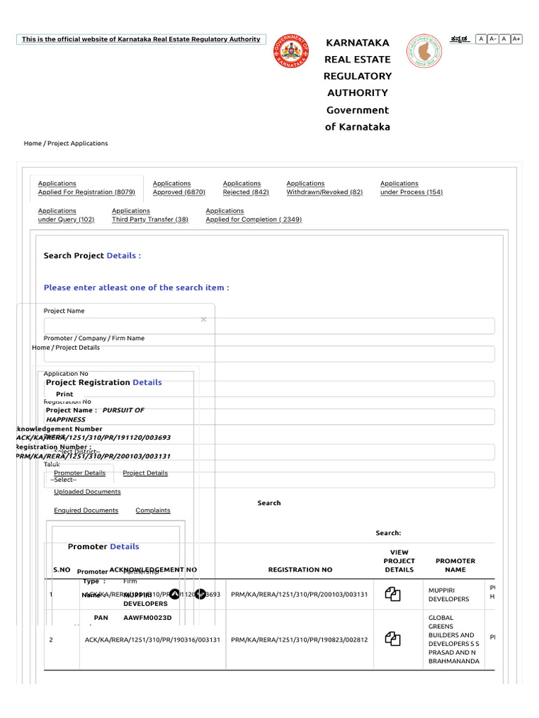 RERA Project List | PDF