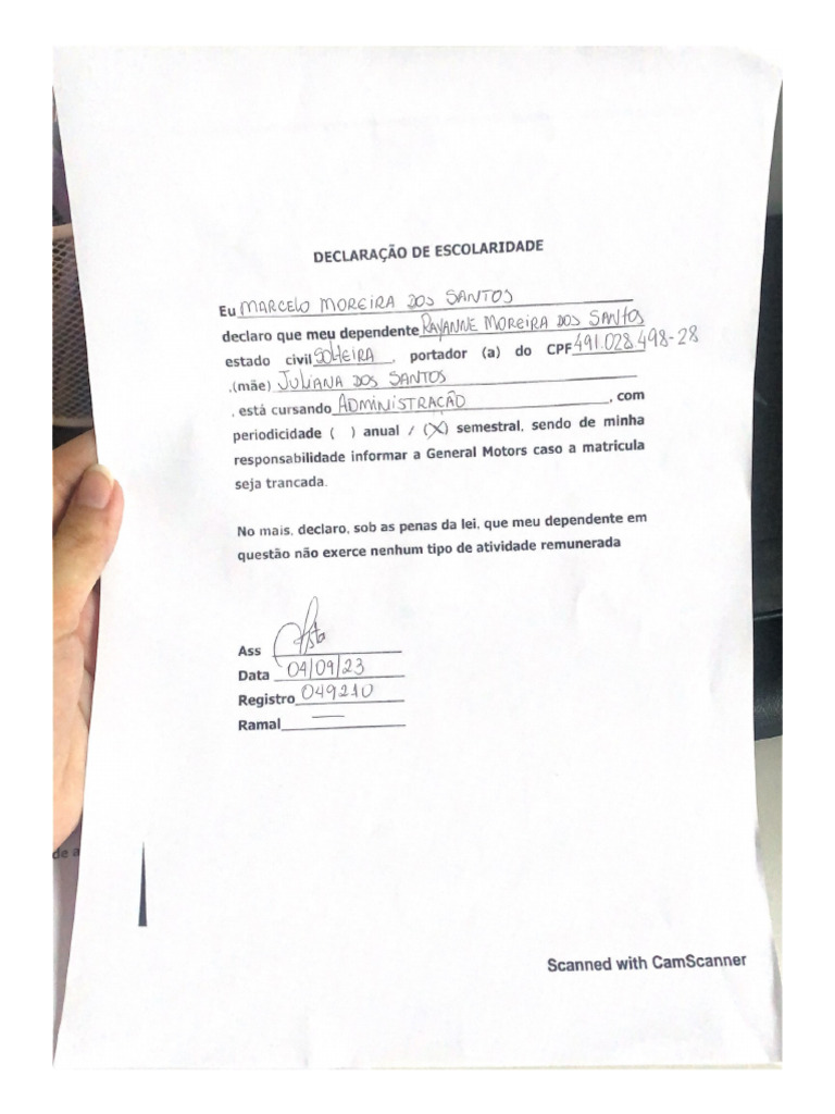 Declaração de Escolaridade | PDF