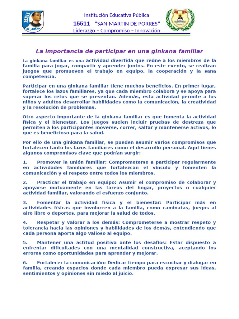 La Importancia de Participar en Una Ginkana Familiar: "San Martin de ...