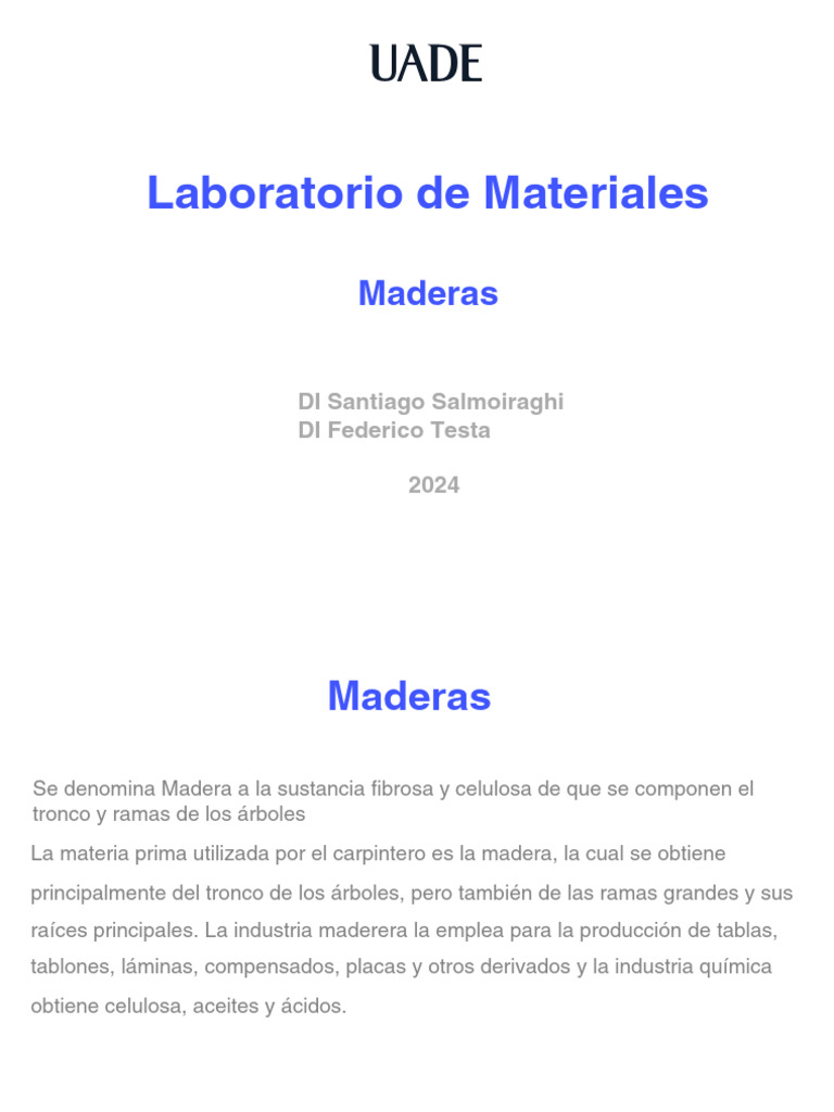 UADE - Laboratorio de Materiales - 07 - Maderas | PDF