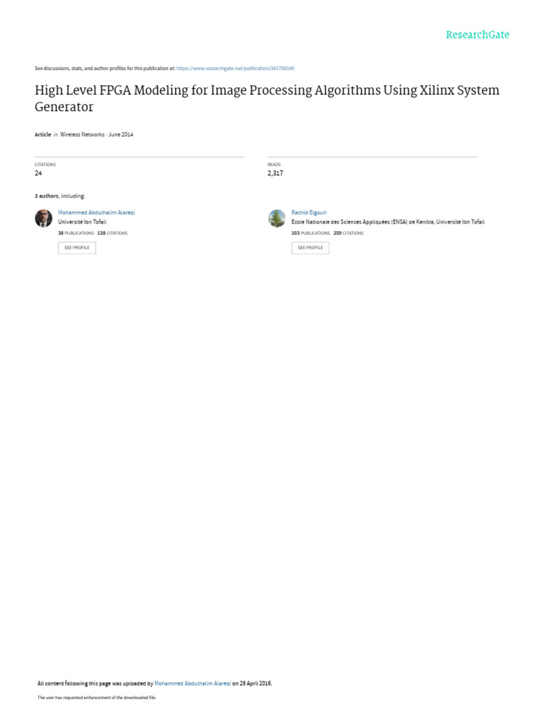 Highlevel FPGAmodelingforimageprocessingalgorithmsusing Xilinx System ...