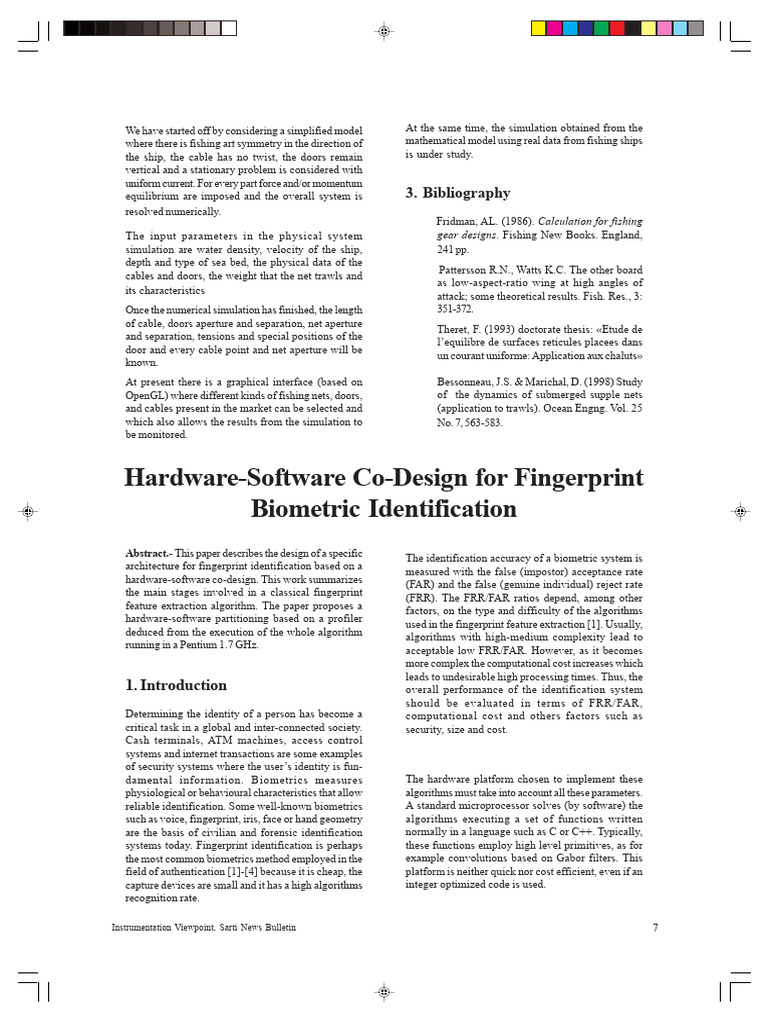 Hardware Software Co Design For Fingerprint Biometric Identification | PDF